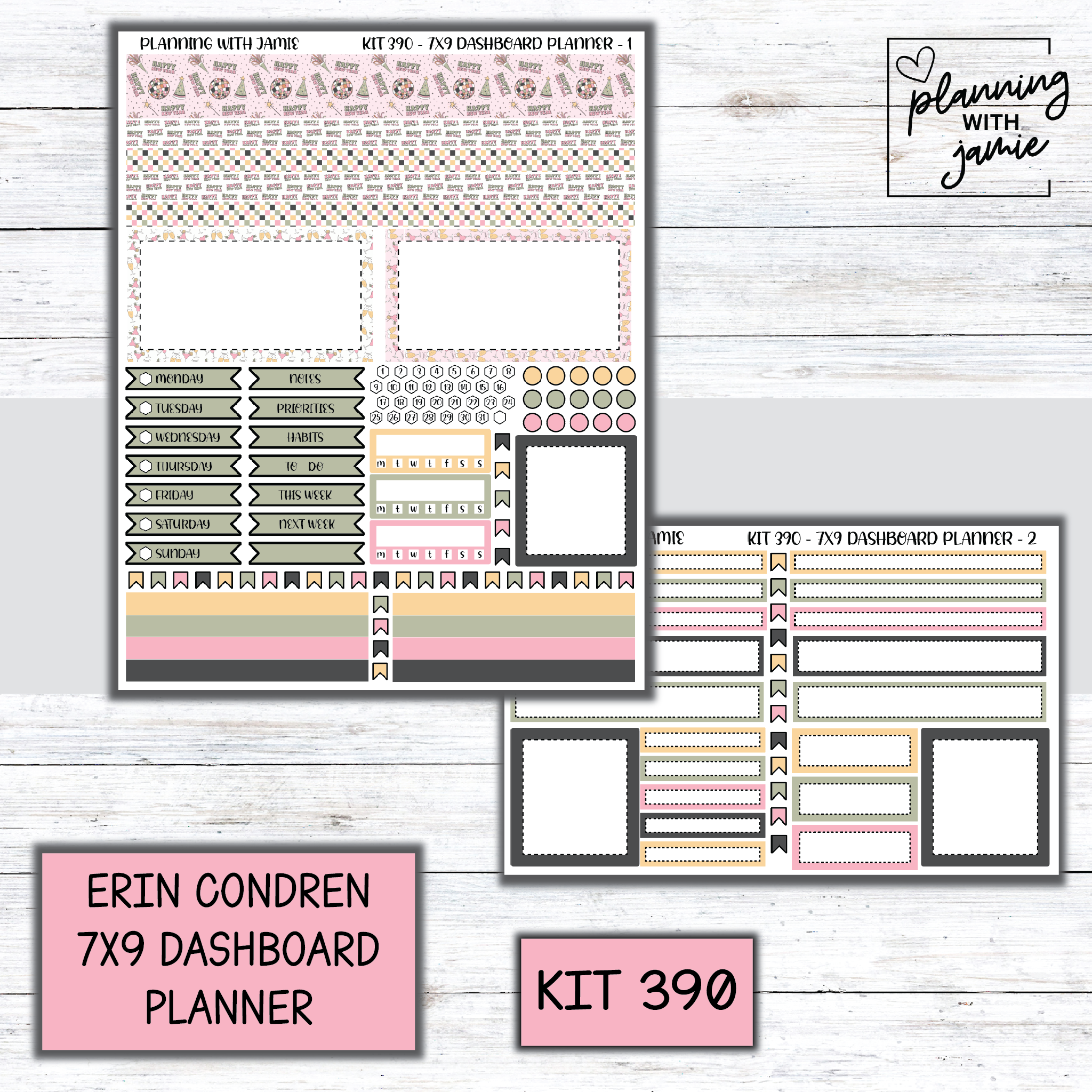 Kit 390 Erin Condren Dashboard Planner Sticker Kit – Planning With Jamie