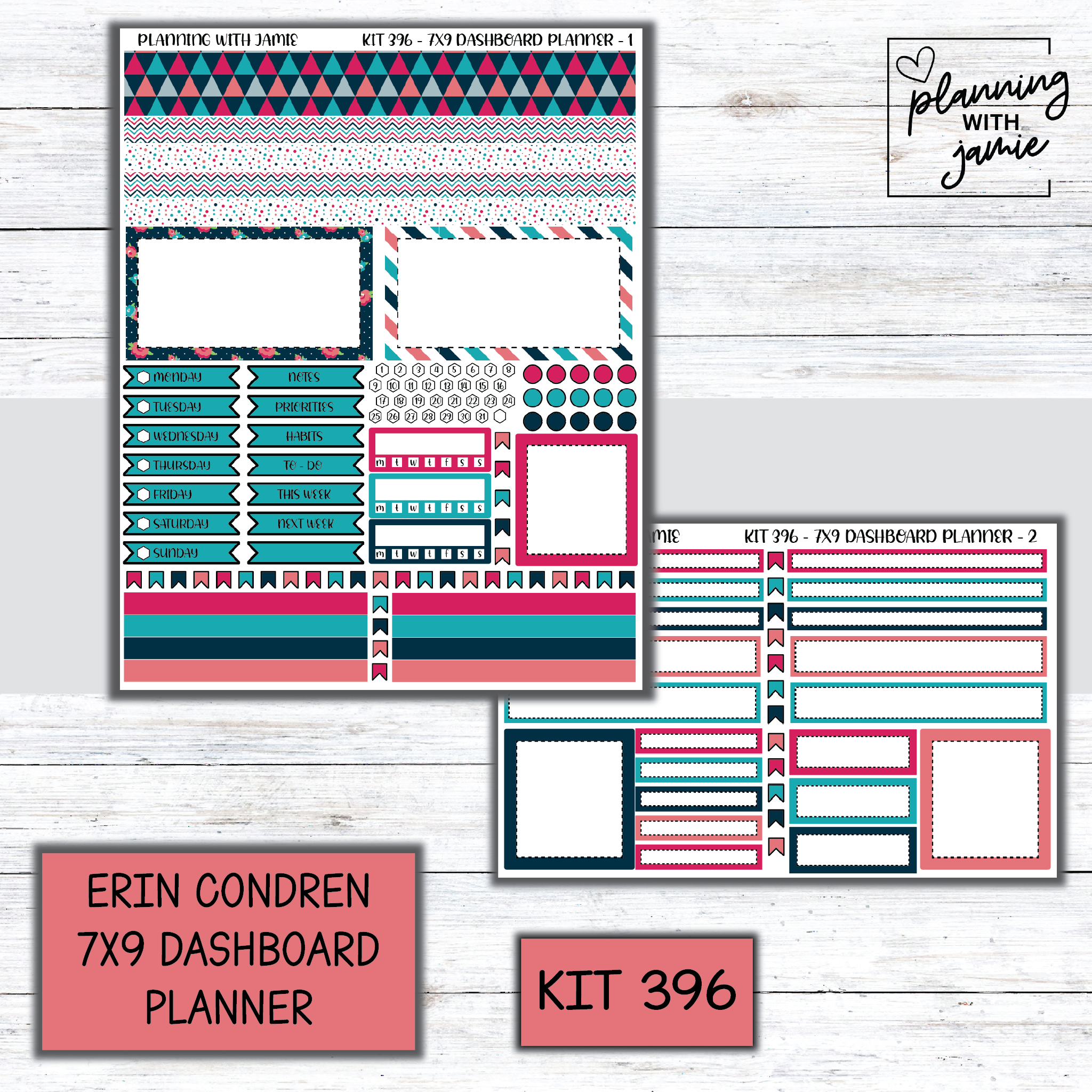Kit 396 Erin Condren Dashboard Planner Sticker Kit – Planning With Jamie