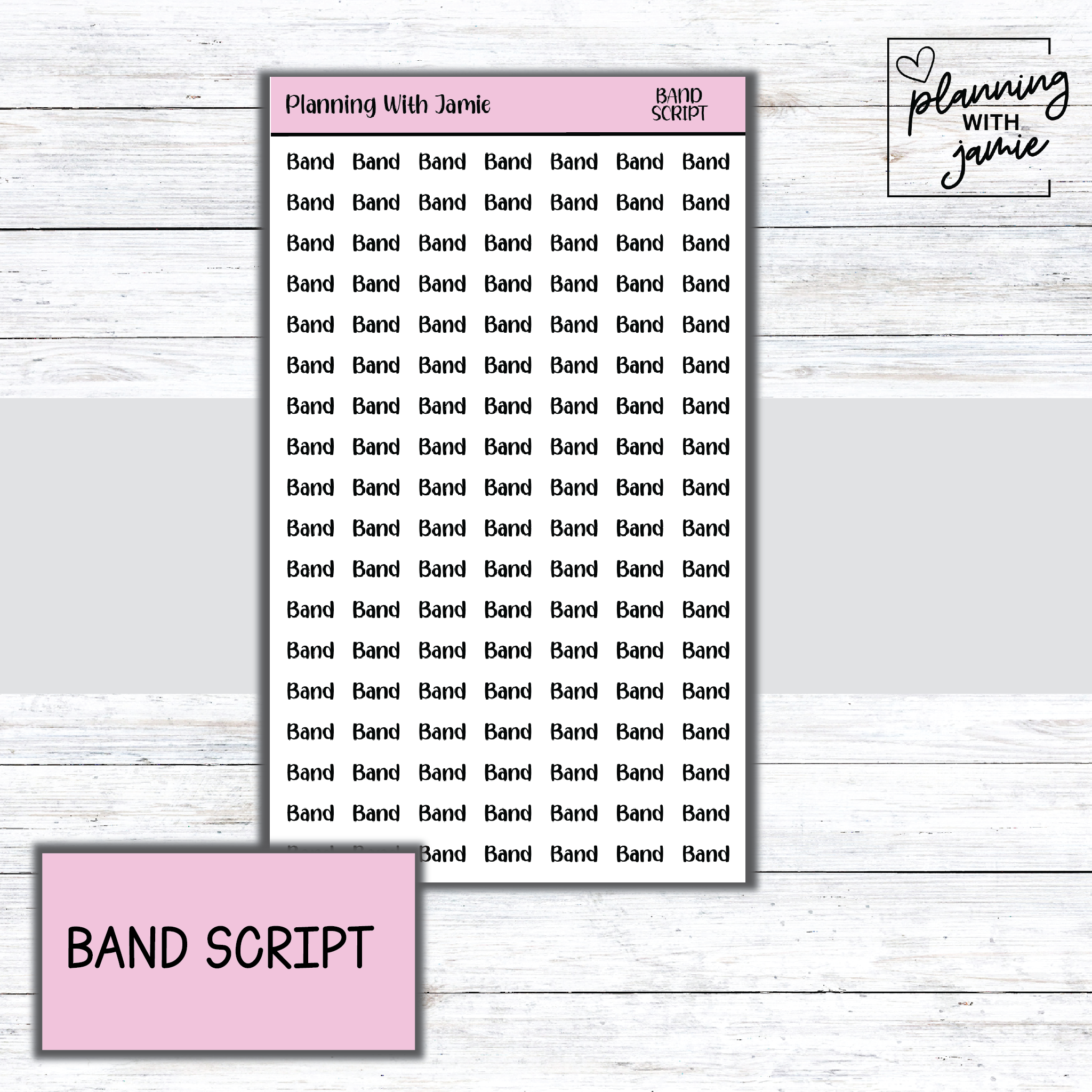 BAND SCRIPT STICKER – Planning With Jamie