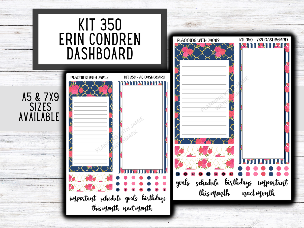 KIT 350 Erin Condren Dashboard Sticker Kit || Dashboard Monthly Sticke ...