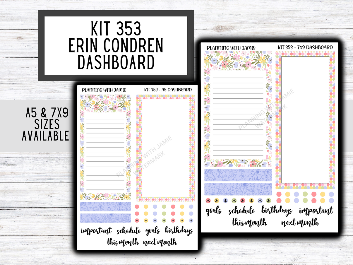 KIT 353 Erin Condren Dashboard Sticker Kit – Planning With Jamie
