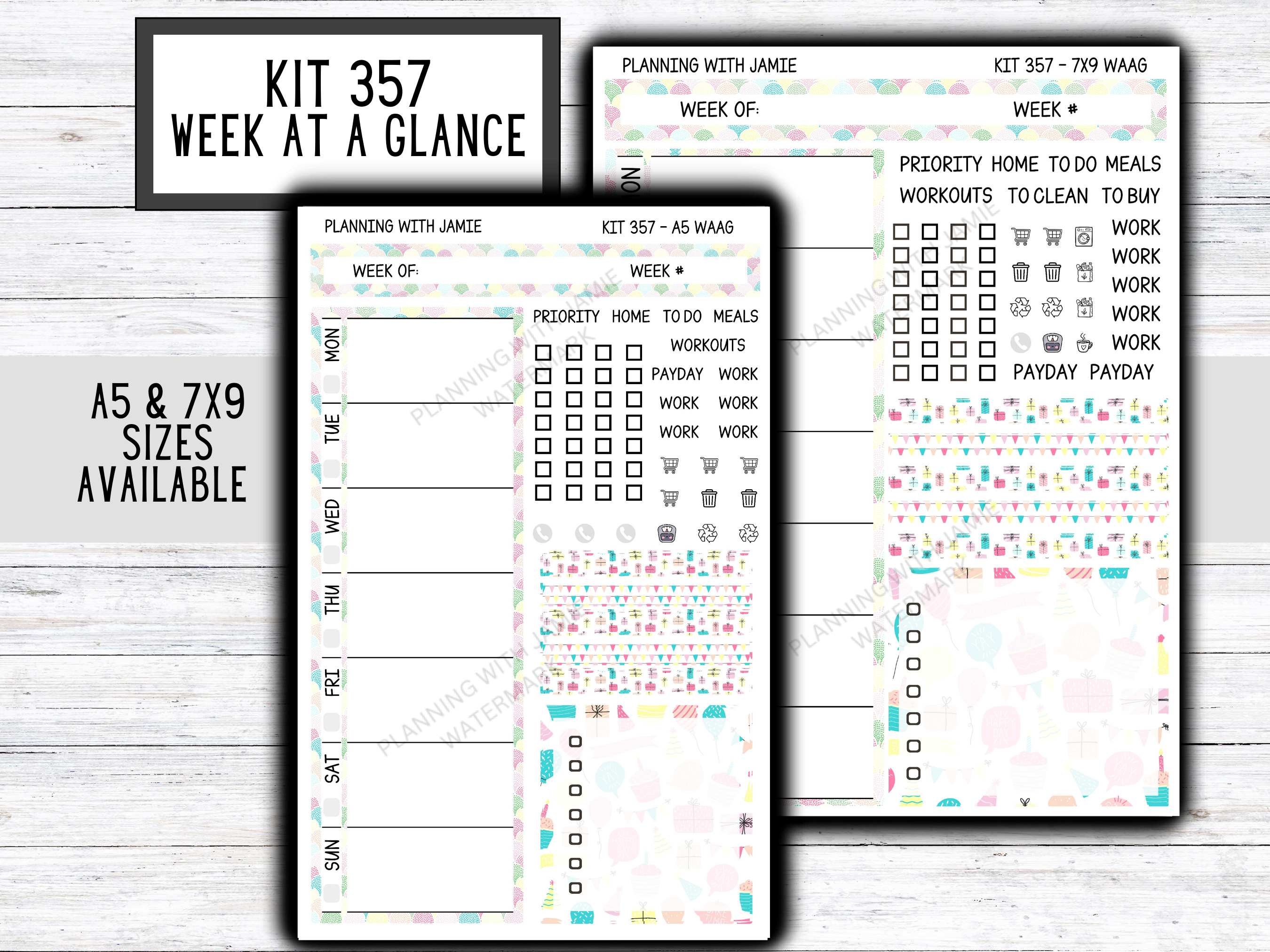 Kit 357 Week At A Glance Sticker || PARTY KIT – Planning With Jamie