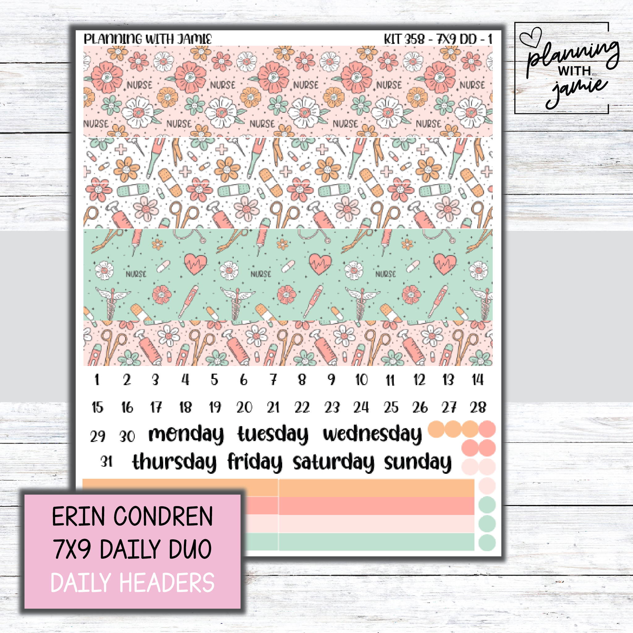 Kit 358 Erin Condren Daily Duo Sticker Kit || NURSE STICKERS – Planning ...