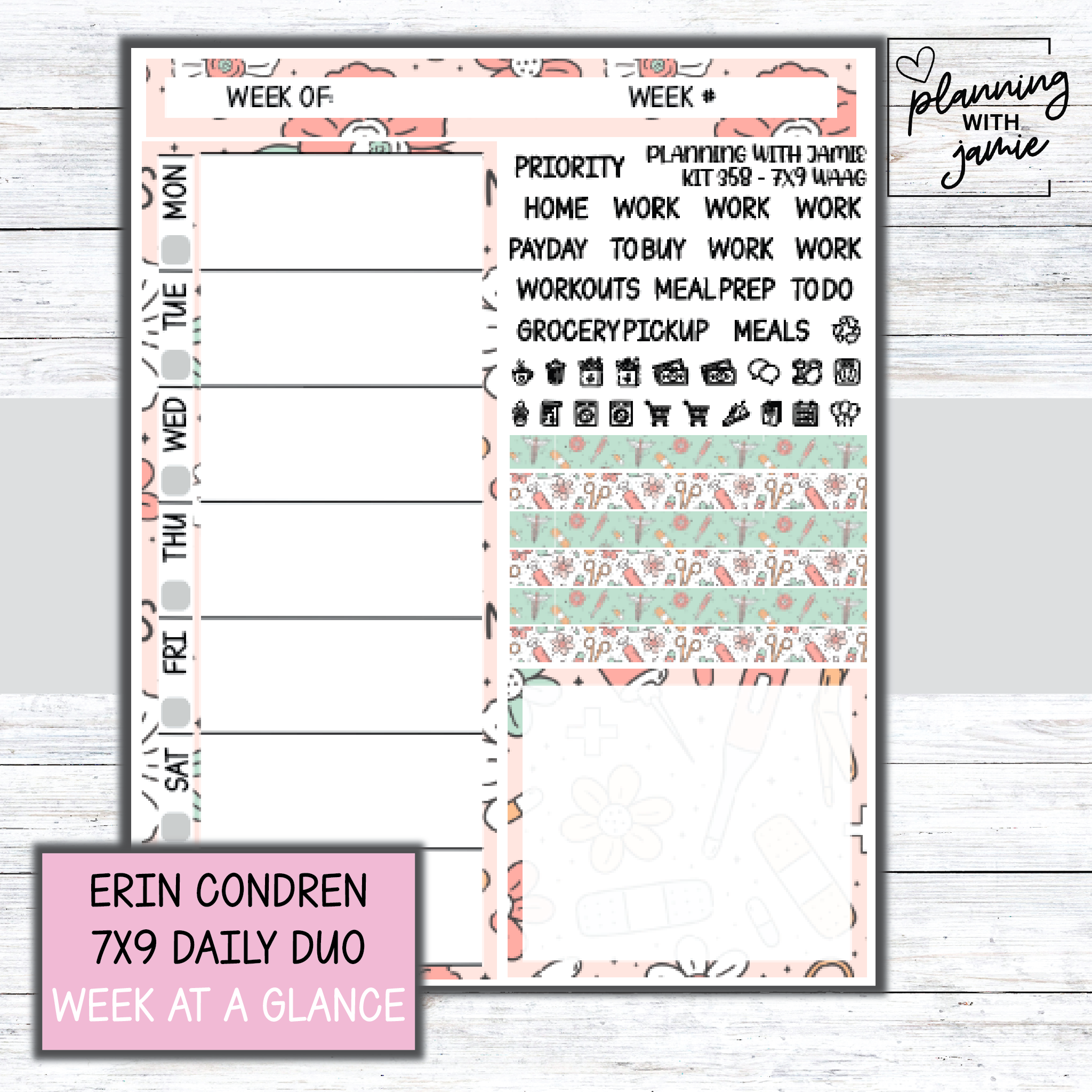 Kit 358 Week At A Glance Sticker || Week At A Glance Planner Sticker K ...