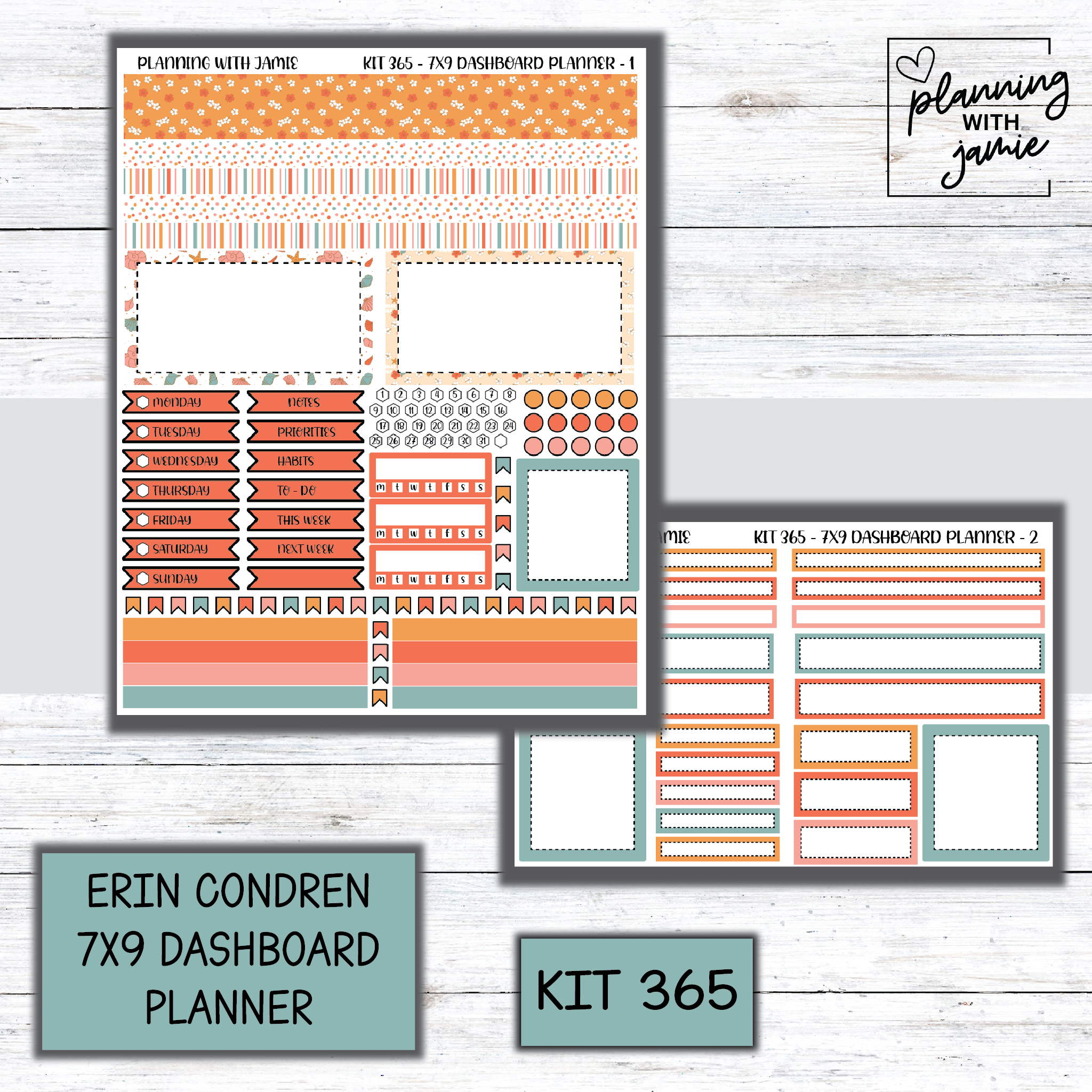 Kit 365 Erin Condren Dashboard Planner Sticker Kit – Planning With Jamie