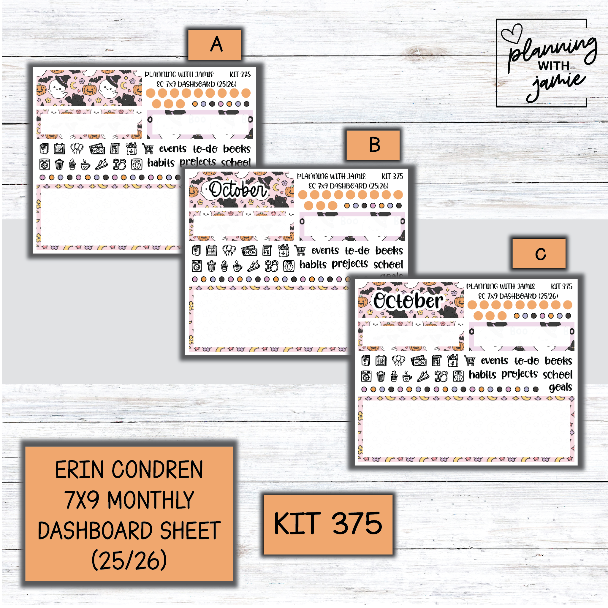 KIT 375 7X9 Erin Condren Monthly Dashboard Sticker Kit – Planning With ...