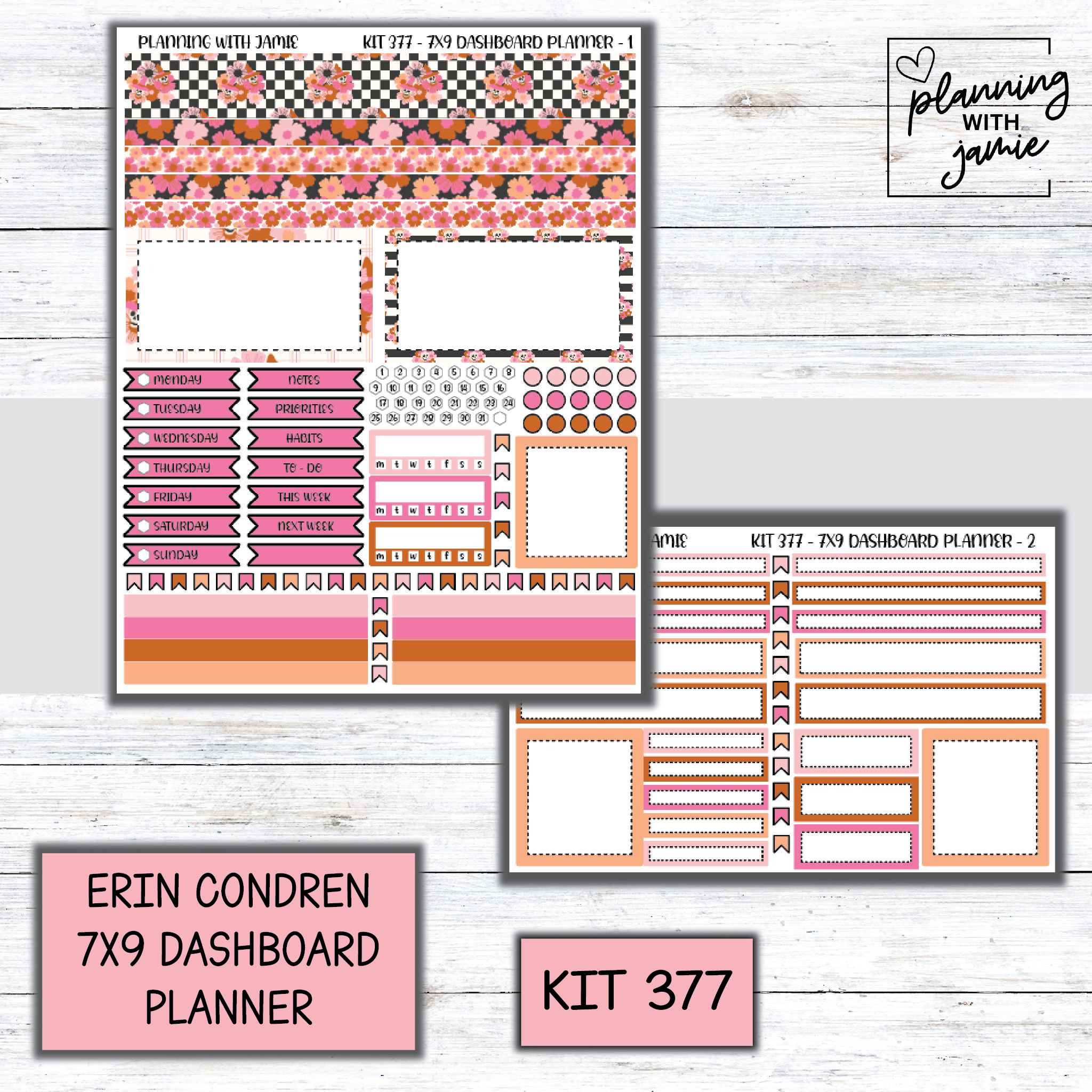 Kit 377 Erin Condren Dashboard Planner Sticker Kit – Planning With Jamie