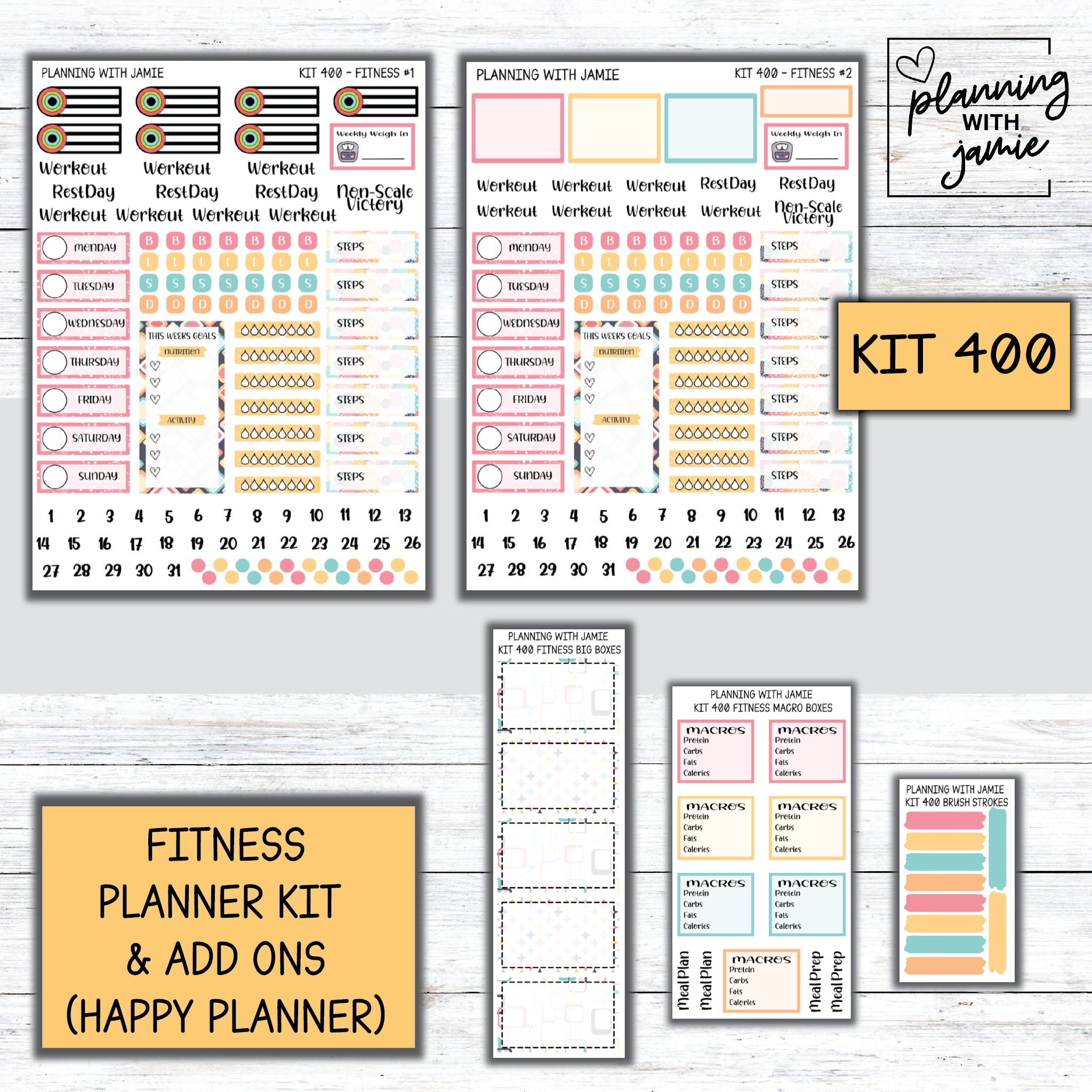 Kit 400 Weekly Fitness Sticker Kit – Planning With Jamie