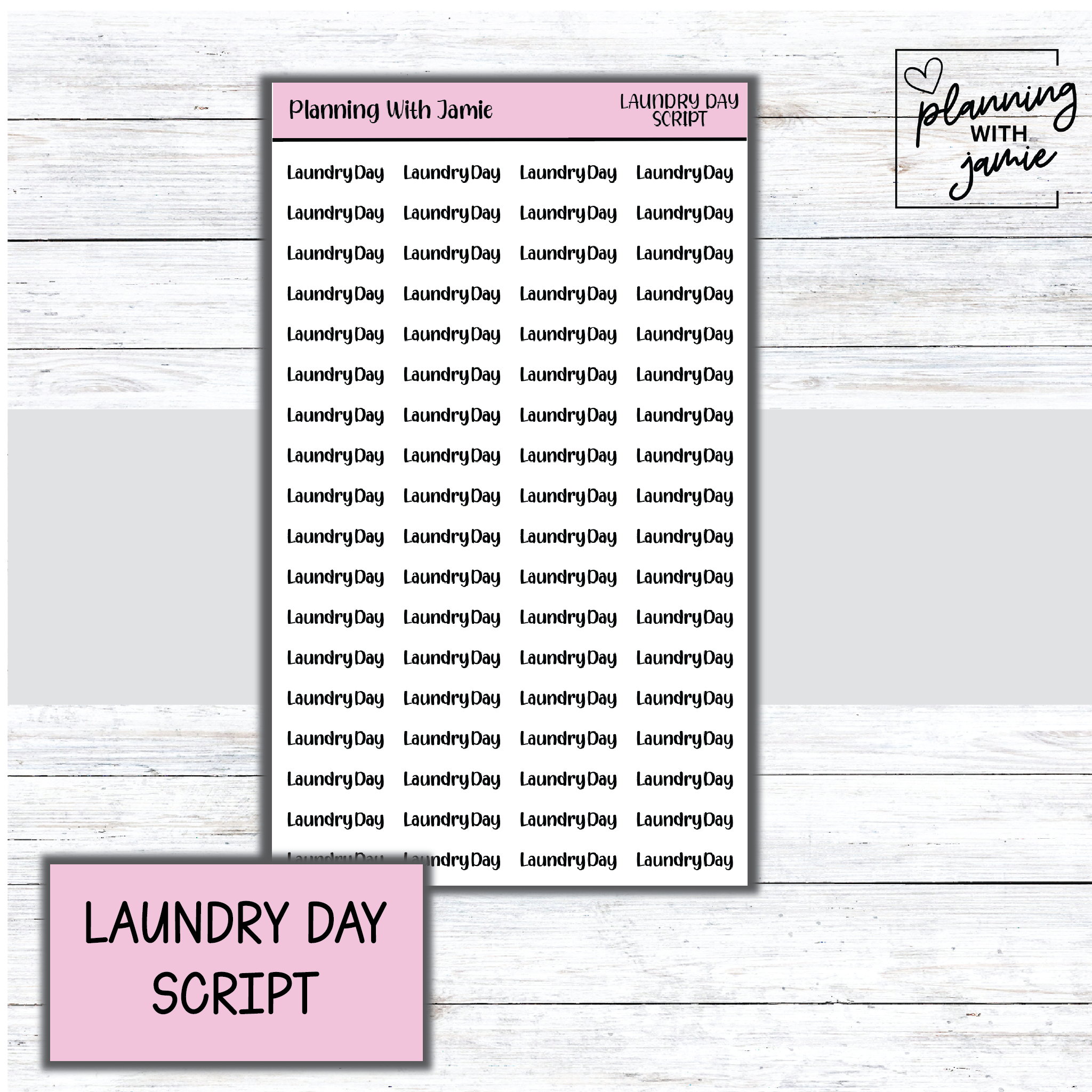 LAUNDRY DAY SCRIPT STICKERS – Planning With Jamie