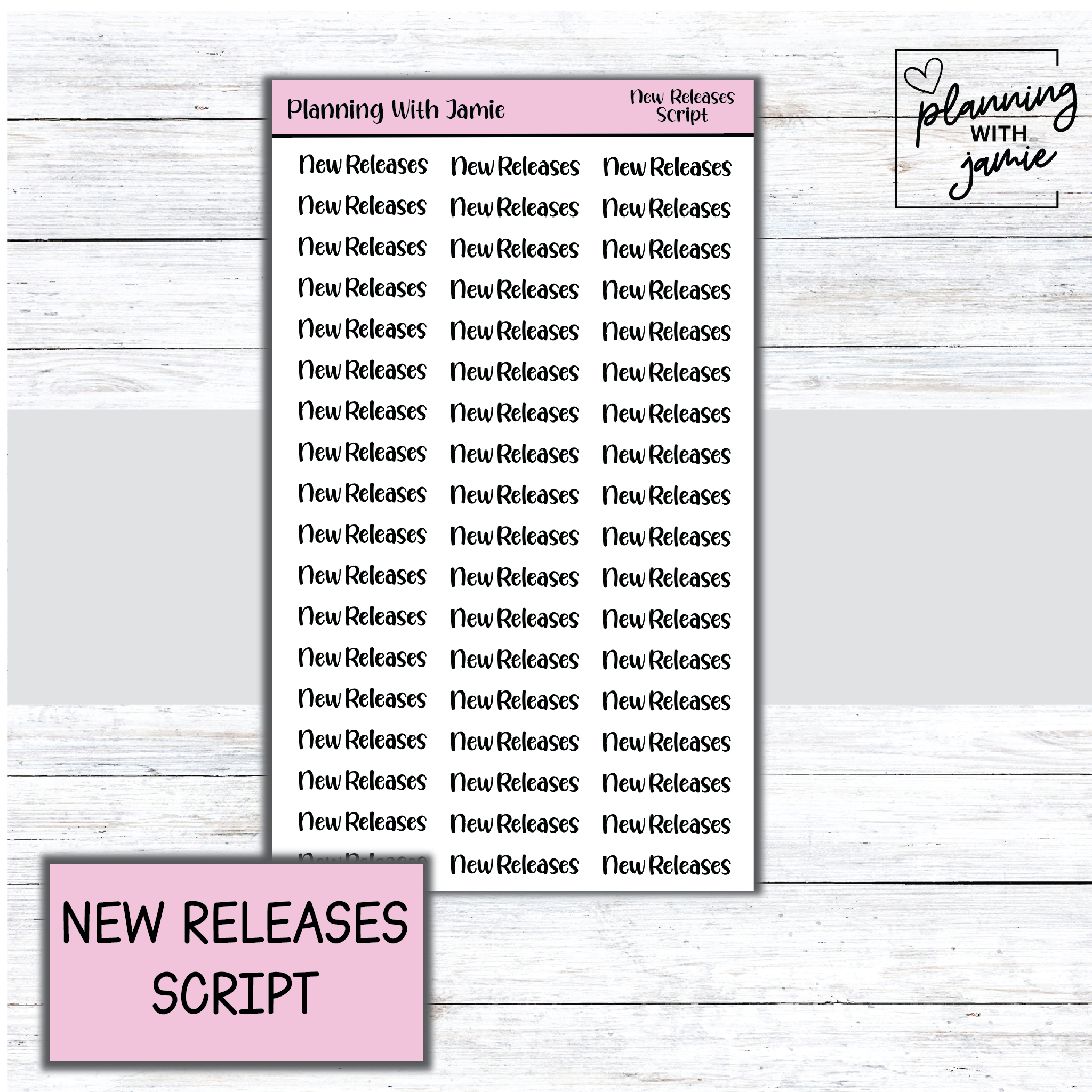 NEW RELEASES SCRIPT STICKER – Planning With Jamie