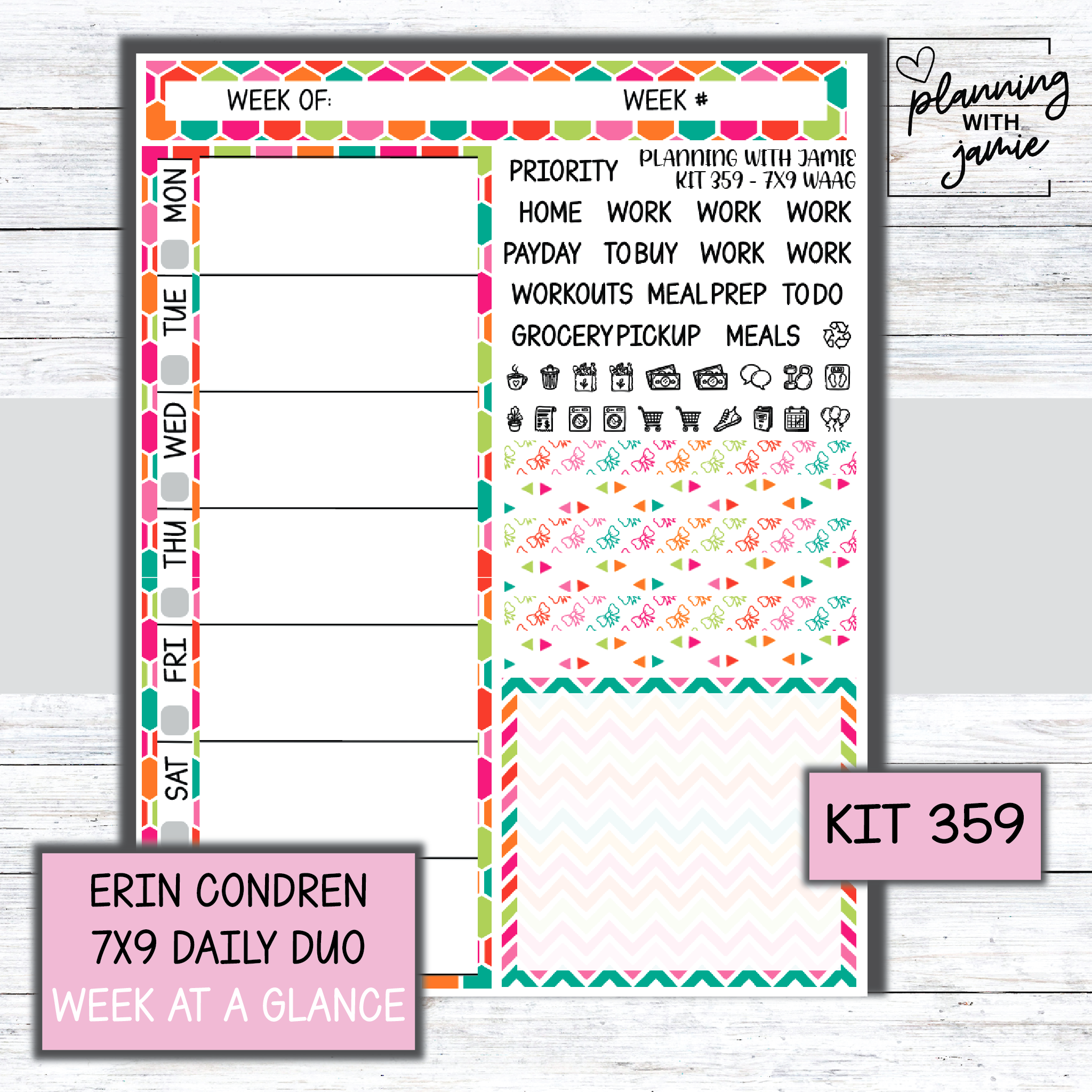 Kit 359 Week At A Glance Sticker Kit – Planning With Jamie