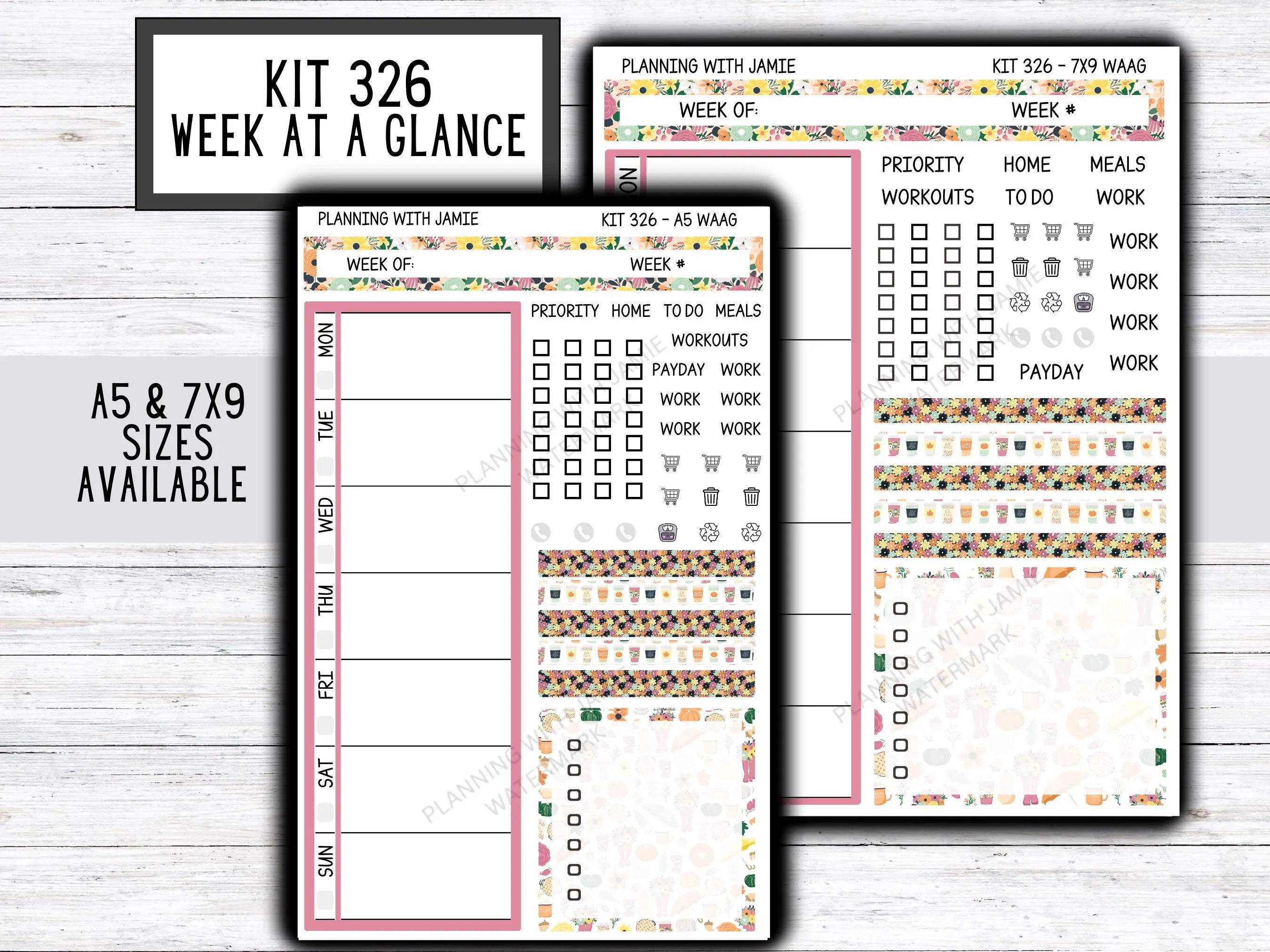 Kit 326 Week At A Glance Sticker || Week At A Glance Planner Sticker K ...